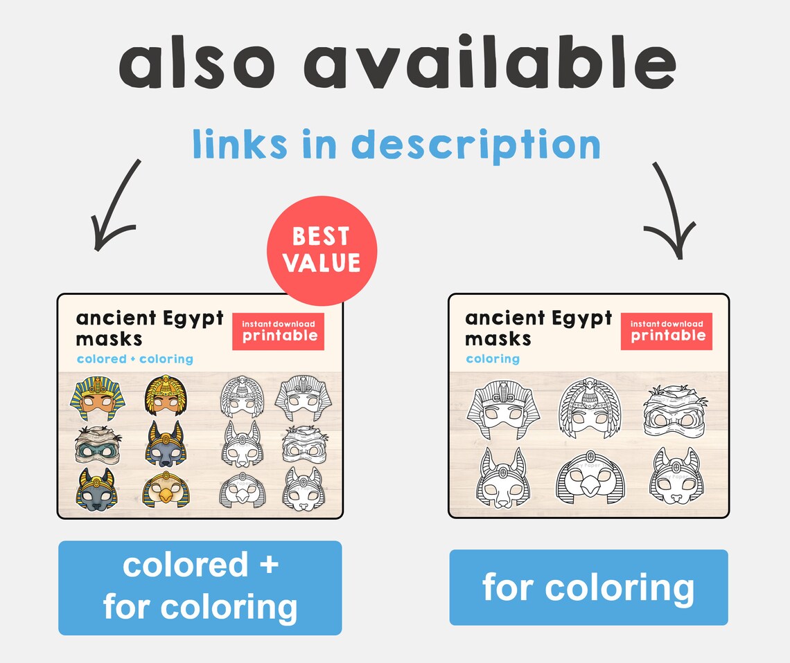 Ancient Egypt Masks Template Pharaoh Cleopatra Mummy Horus - Etsy