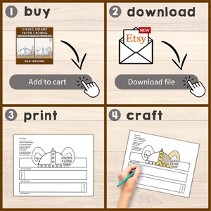 Viking Helmet Paper Crown Coloring Printable Kid Craft Birthday Party ...