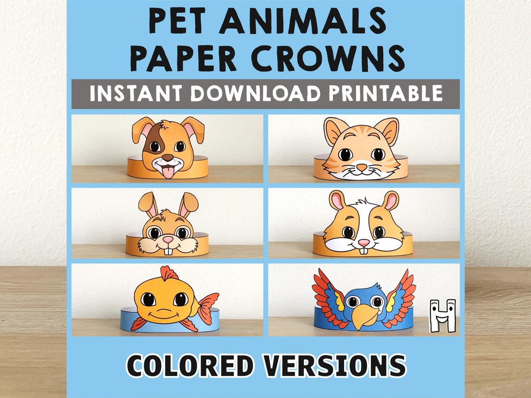 Pets Animals Paper Crowns Dog Cat Hamster Parrot Goldfish Bunny ...