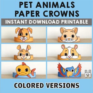 Pets Animals Paper Crowns Dog Cat Hamster Parrot Goldfish Bunny ...