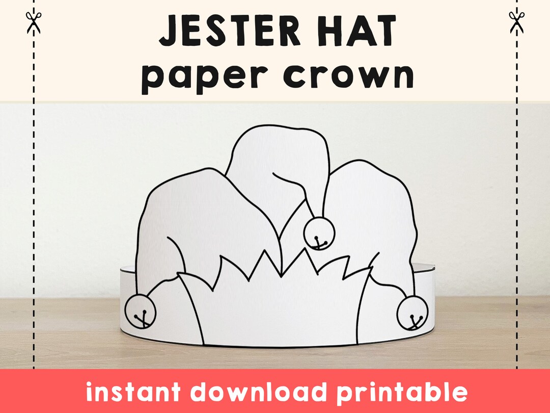Jester Paper Hat Crown Template Fantasy Medieval Party Headband ...