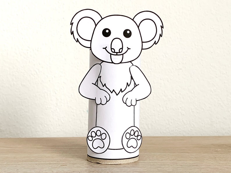 Koala Toilet Paper Roll Craft Australian Animal Party Coloring - Etsy