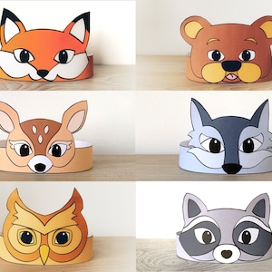 Woodland Animals Paper Crowns Activity Printable Kids Craft Woodland ...