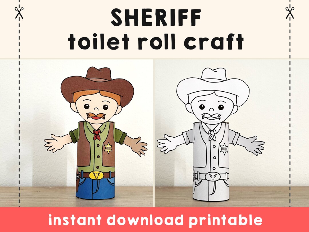 Sheriff Toilet Paper Roll Craft Wild West Party Coloring Printable ...