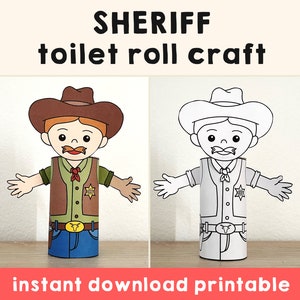 Sheriff Toilet Paper Roll Craft Wild West Party Coloring Printable ...