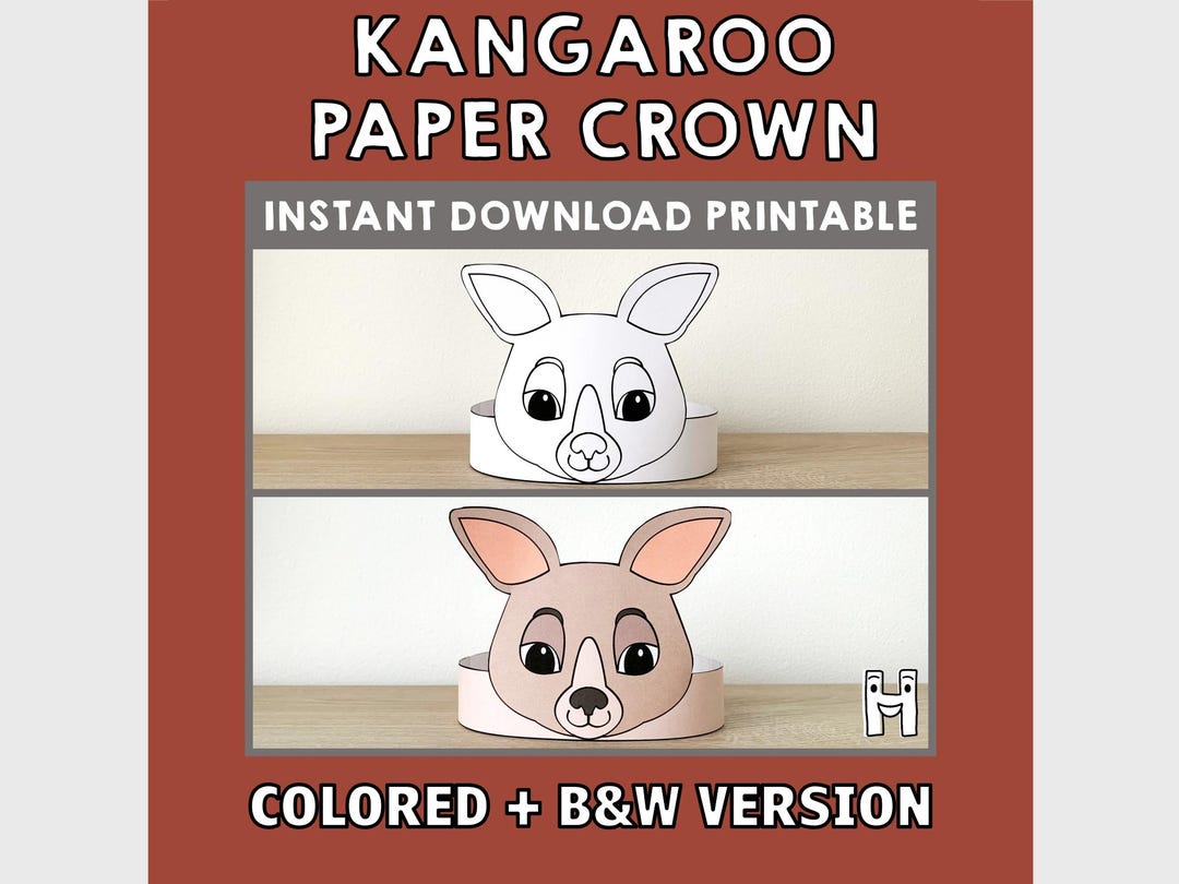 Kangaroo Paper Crown Headband Party Coloring Printable Kids Craft ...