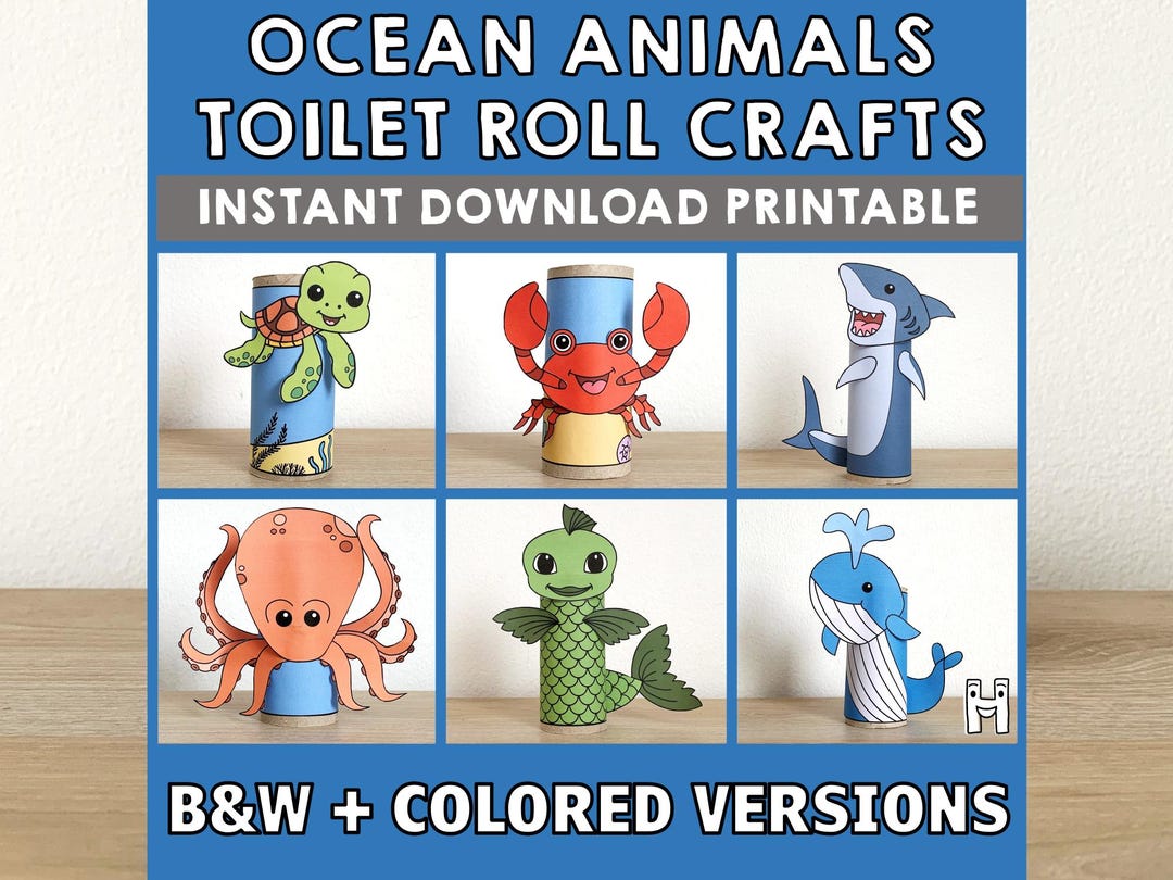 Ocean Animals Toilet Paper Roll Craft Wild Party Coloring Printable ...