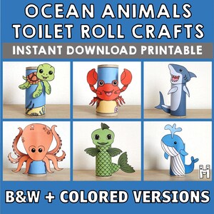 Ocean Animals Toilet Paper Roll Craft Wild Party Coloring Printable ...