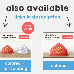 Firefighter Helmet Paper Crown Party Coloring Printable Kids Craft ...
