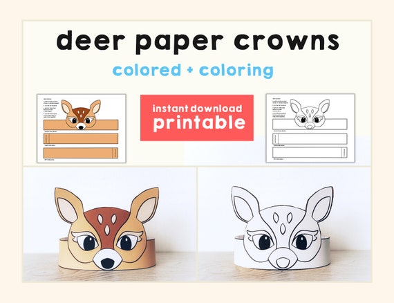 Deer Paper Crown Party Printable Kids Craft Woodland Birthday | Etsy