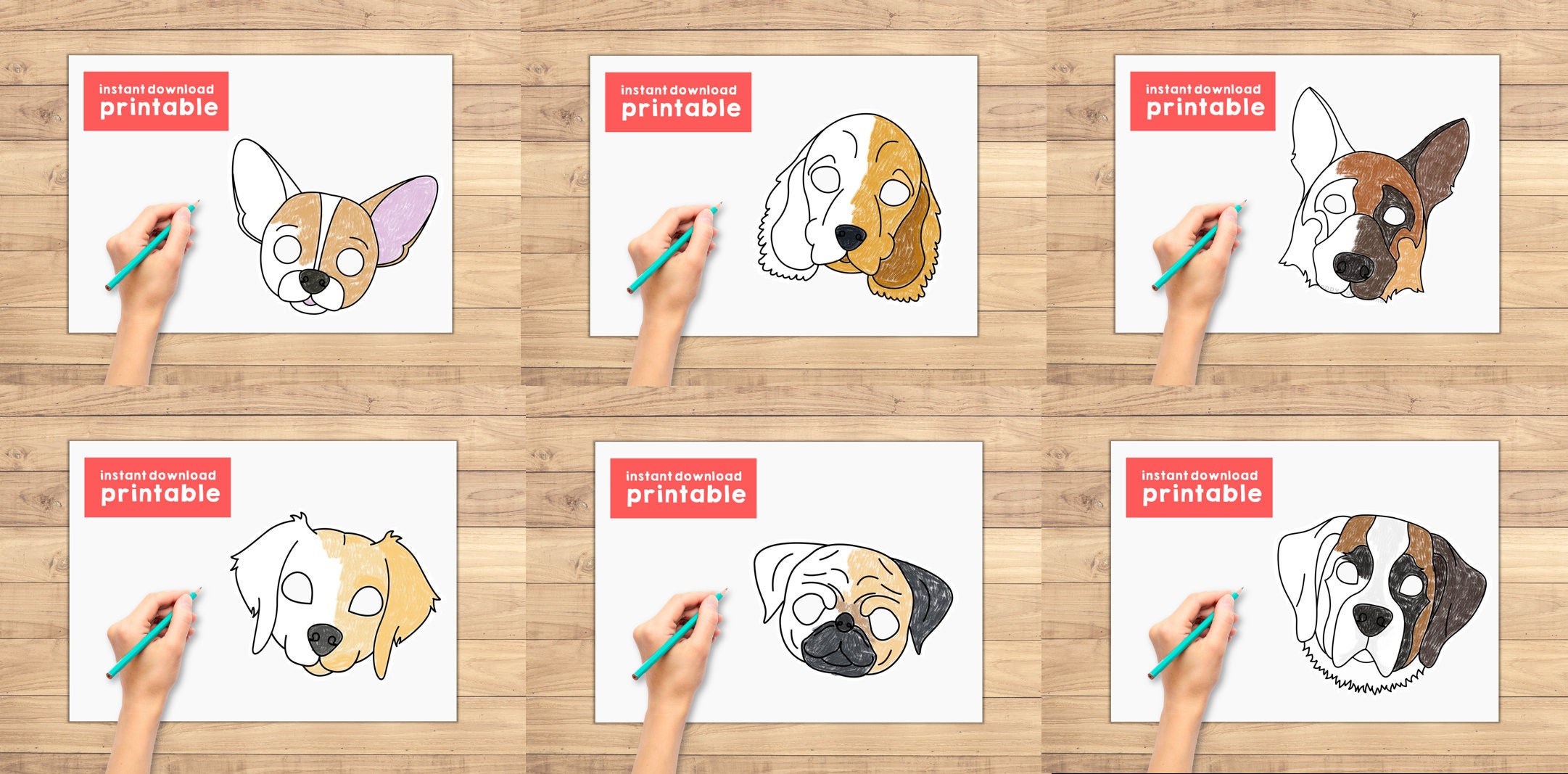 Dog Masks Printable Chihuahua German Shepherd Golden Retriever - Etsy