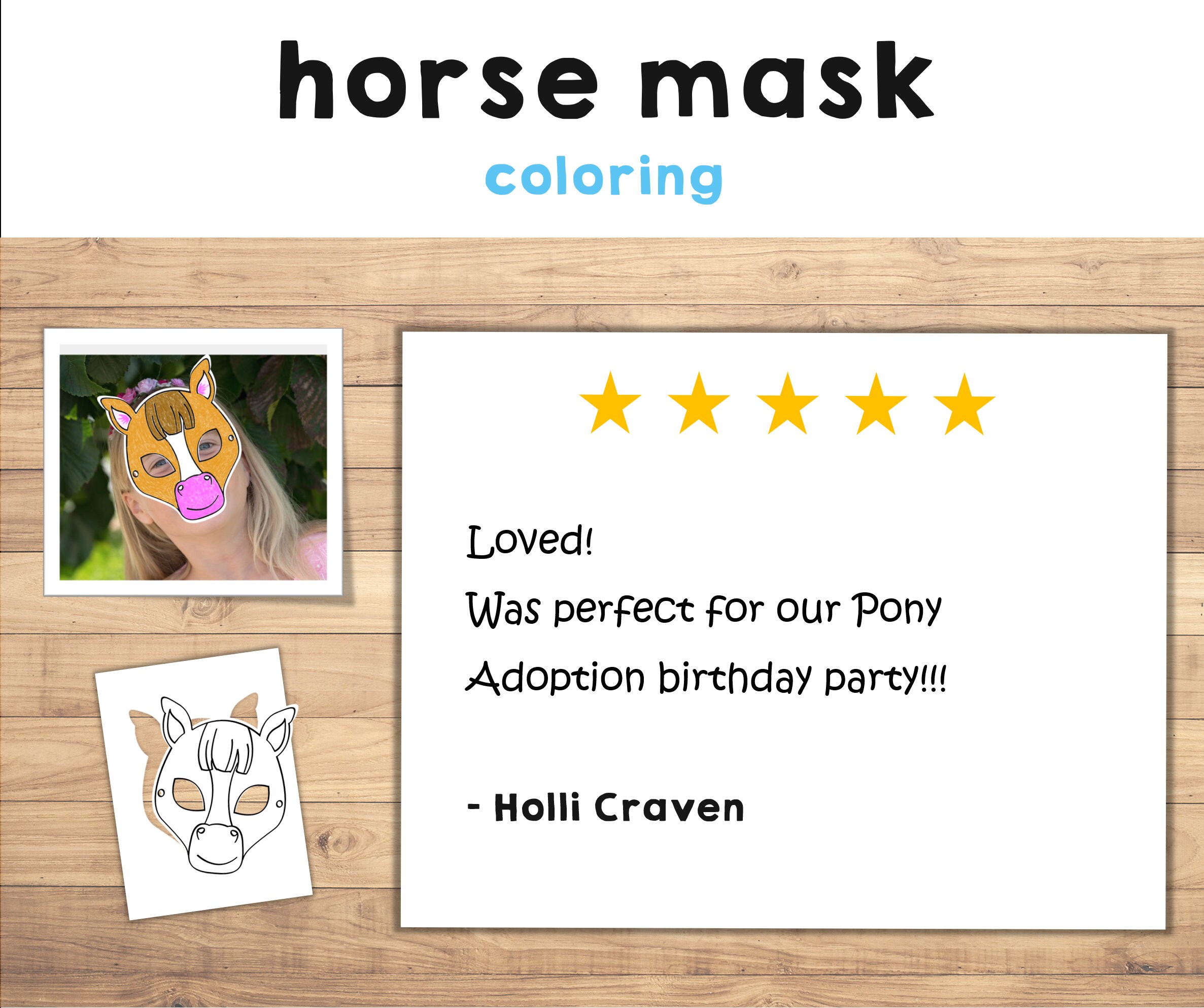 Horse Mask Animal Mask Party Favor Pony Mask Pony Printable | Etsy