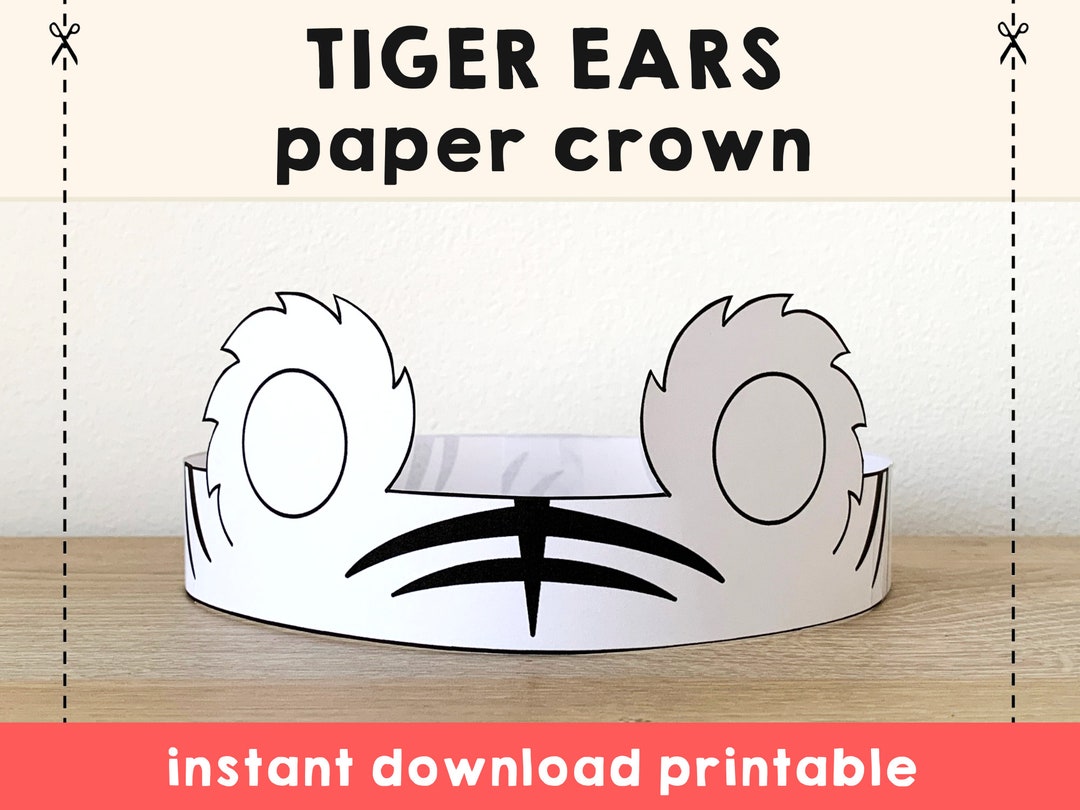 Tiger Ears Paper Crown Headband Party Coloring Printable Kids Craft ...