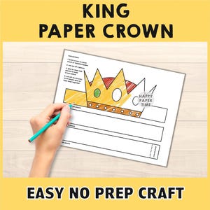 King Paper Crown Template Fantasy Medieval Party Headband Coloring ...