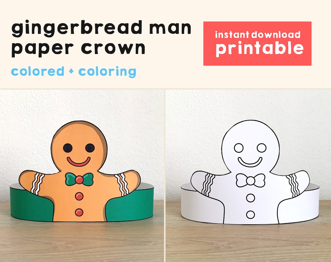 Gingerbread Man Paper Crown Hat Christmas Winter Holiday Party - Etsy