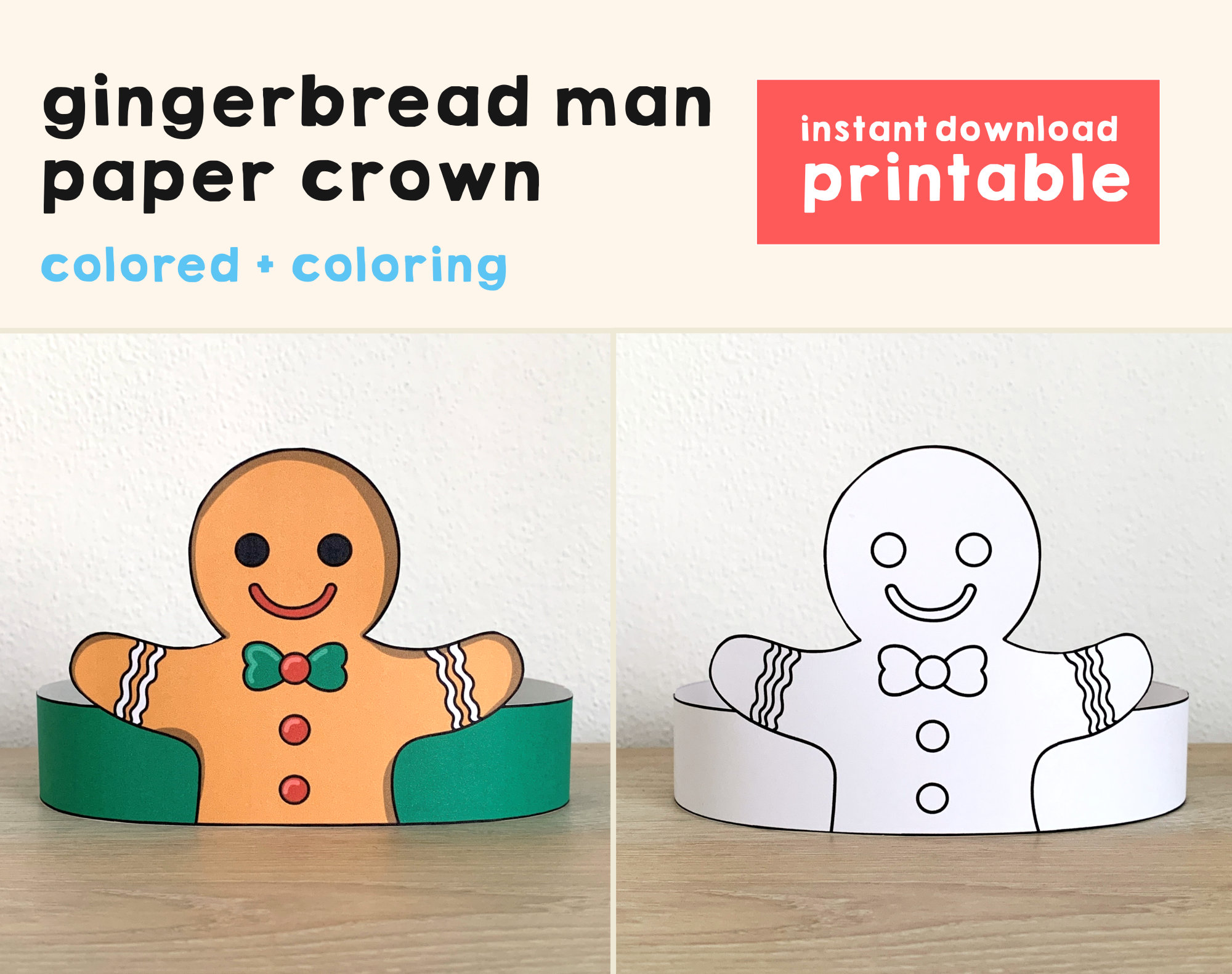 Gingerbread Man Paper Crown Hat Christmas Winter Holiday Party - Etsy