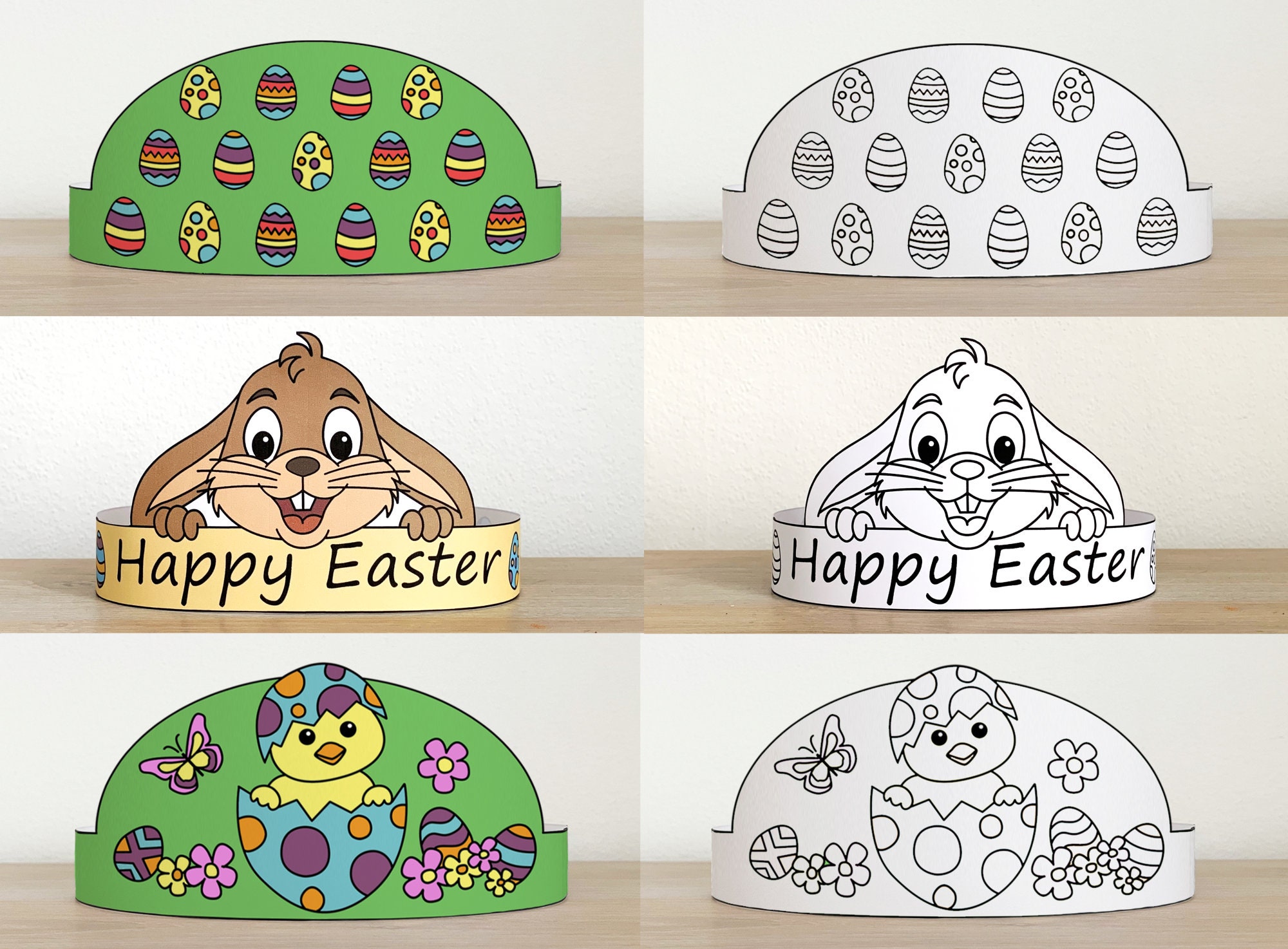 Easter Paper Crown Coloring Headband Easter Spring Cut Out Party ...