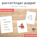 Parrot Paper Craft Printable Pet Animal Finger Puppet Bird Kids Craft ...