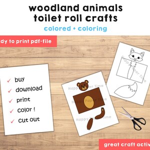 Woodland Animals Toilet Paper Roll Craft Forest Party Coloring ...