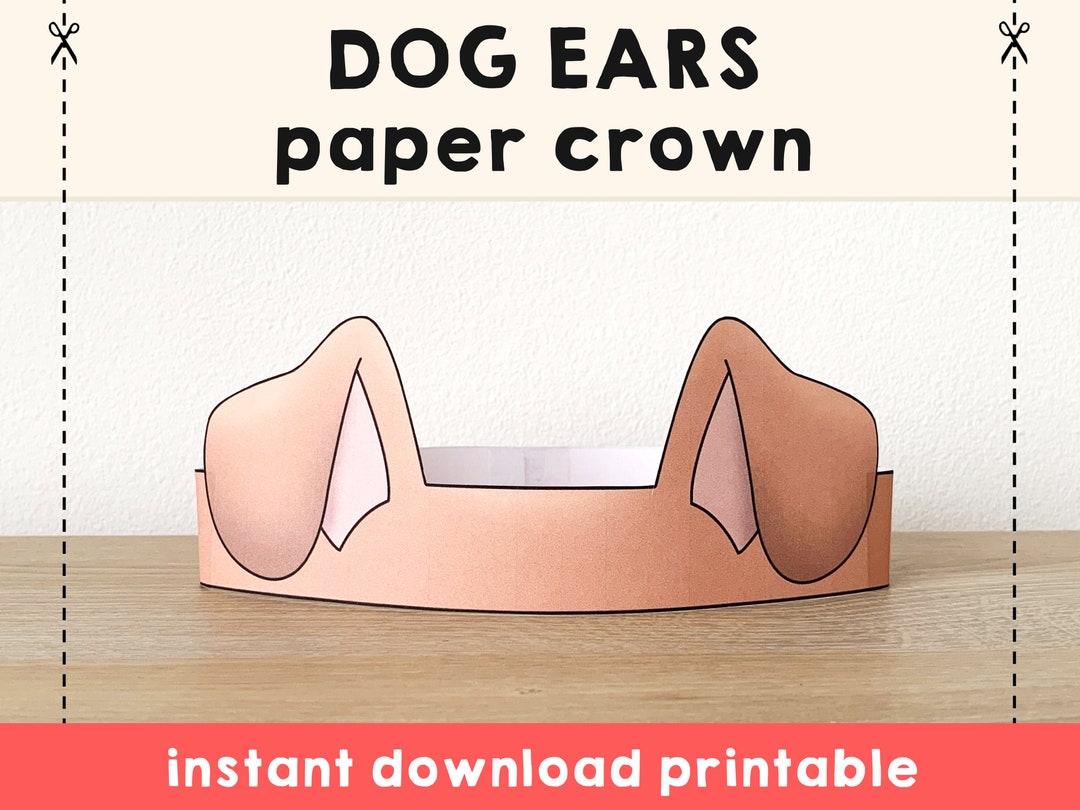 Dog Ears Paper Crown Party Coloring Printable Kids Craft Puppy Costume ...
