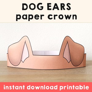 Dog Ears Paper Crown Party Coloring Printable Kids Craft Puppy Costume ...
