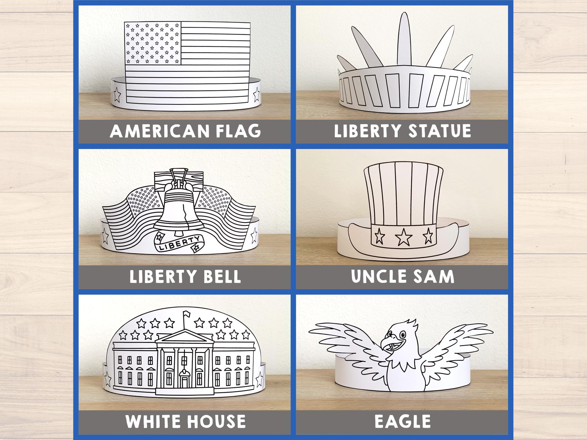 American Symbols Paper Crowns Flag 4th of July Patriotic Printable DIY ...