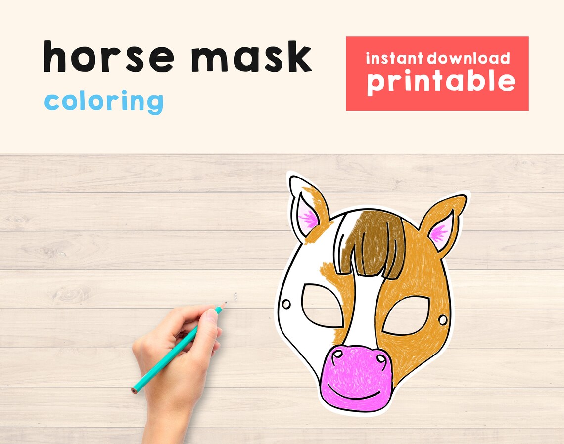 Horse Mask Animal Mask Party Favor Pony Mask Pony Printable | Etsy