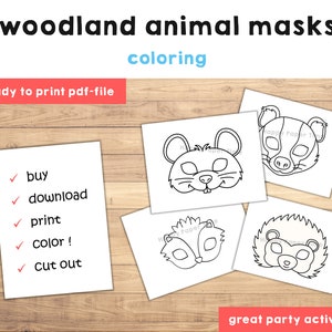 Woodland Animal Masks Template Pdf Crafting Kid Party Favor Printable ...