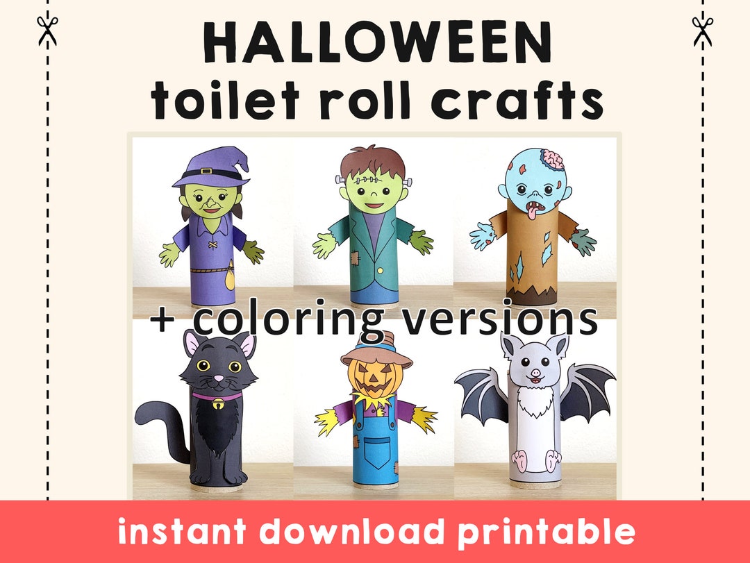 Halloween Toilet Paper Roll Craft Spooky Party Coloring Printable ...