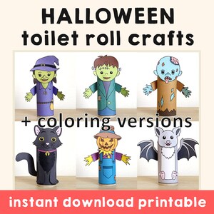 Halloween Toilet Paper Roll Craft Spooky Party Coloring Printable ...