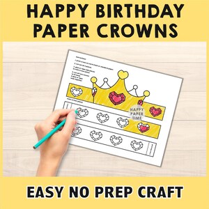 Happy Birthday Paper Crowns Party B-day Printable Kids Craft Birthday ...