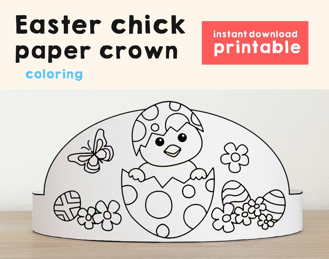 Easter Chick Eggs Hat Paper Crown Coloring Headband Easter Cut Out ...