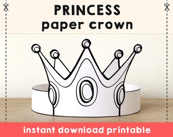 Princess Paper Crown Prince Coloring Printable Kid Craft Princess ...