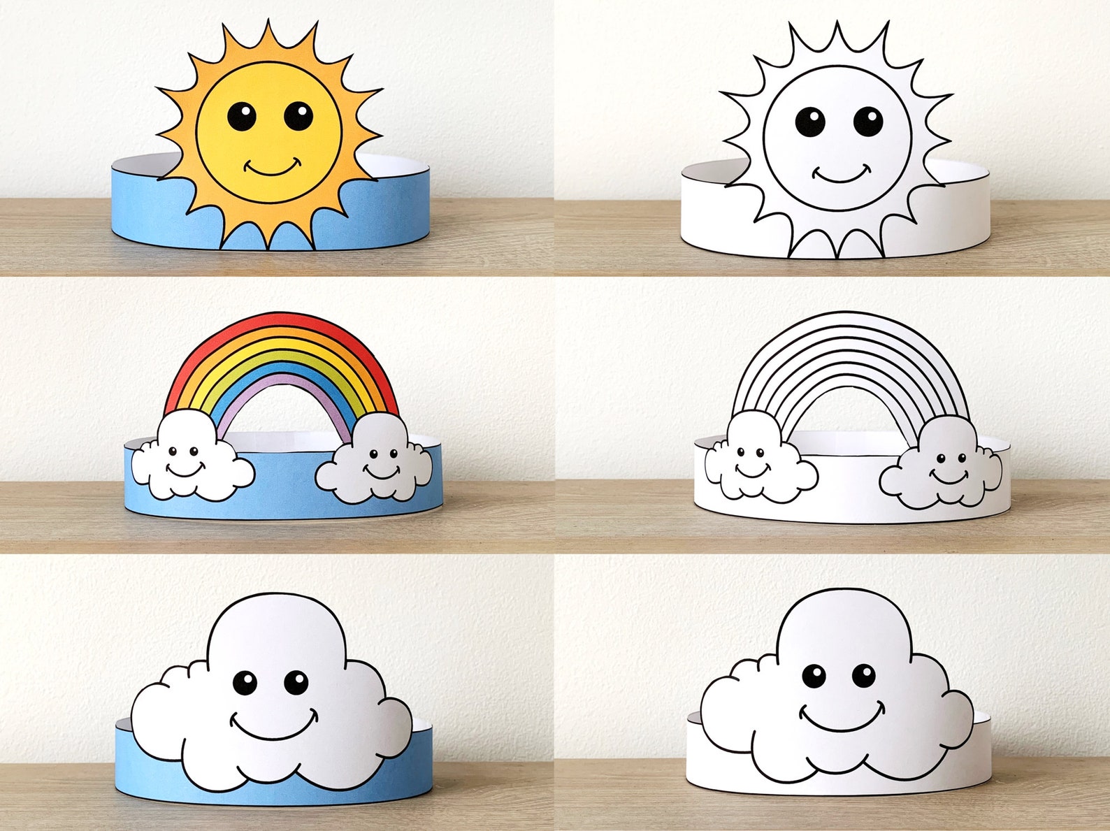 Astronomy Paper Crowns Sun Rainbow Moon Cloud Shooting Stars | Etsy