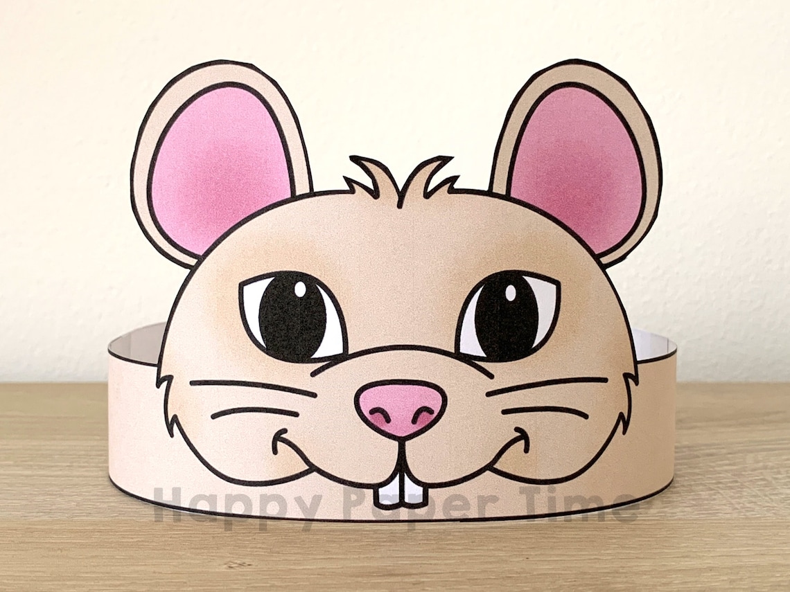 Mouse Paper Crown Party Coloring Printable Kids Craft Woodland Birthday ...