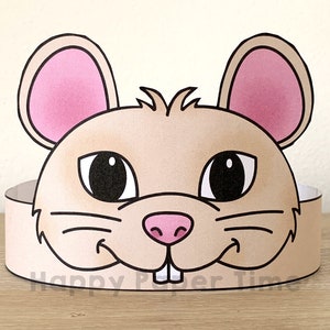 Mouse Paper Crown Party Coloring Printable Kids Craft Woodland Birthday ...