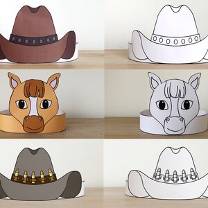 Wild West Paper Crown Coloring Headband Cowboy Sheriff Cowgirl Party ...