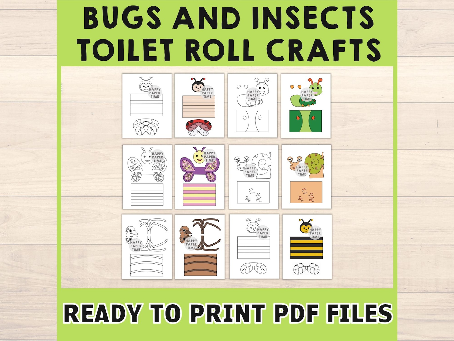 Bugs and Insects Animals Toilet Paper Roll Craft Spring Party Coloring ...