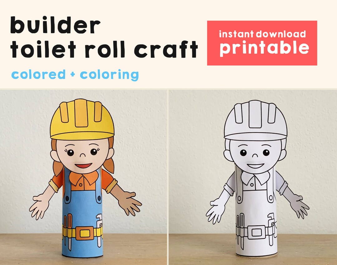 Builder Toilet Paper Roll Craft Construction Worker Party - Etsy
