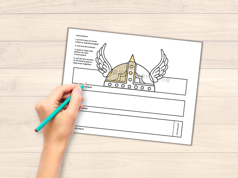 Viking Paper Crown Activity Printable Kids Craft Helmet Medieval ...