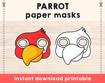 Bird Mask, Parrot Mask, Not Angry Bird Mask, Jungle Party, Printable ...