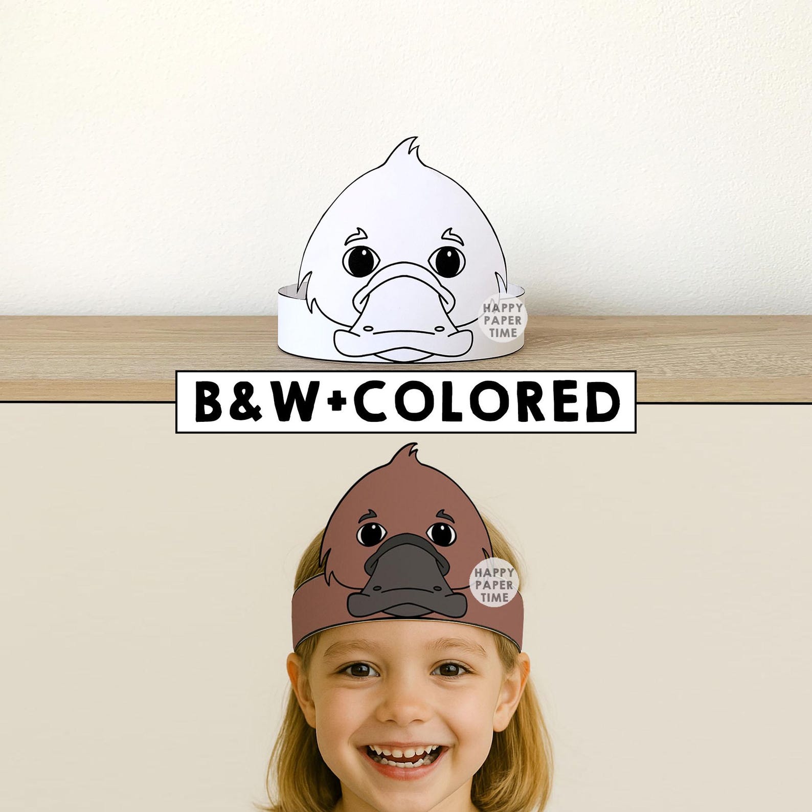 Platypus Paper Crown Party Coloring Printable Kids Craft Australia ...