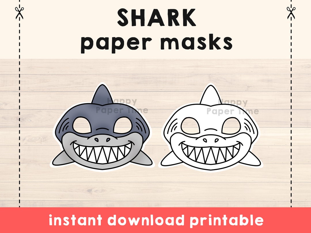 Shark Mask Template Costume Kids Diy Ocean Sea Animal Party Fun Favor ...