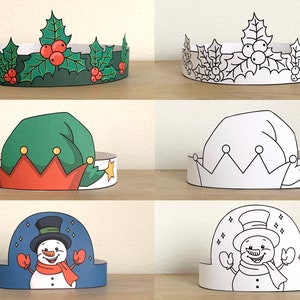 Christmas Paper Crowns Activity Printable Kids Craft Hats Winter ...