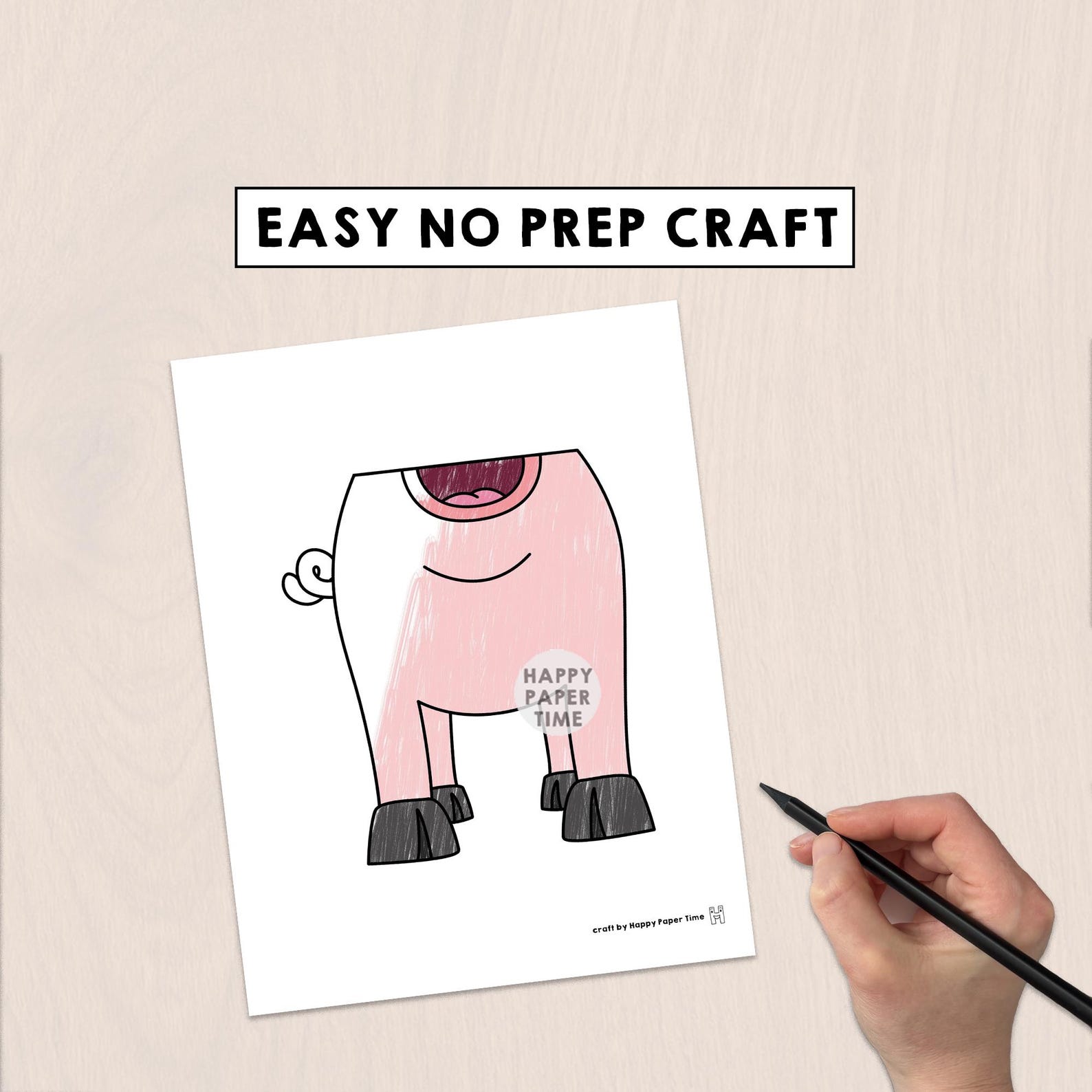 Pig Paper Bag Puppet Printable Farm Animal Craft Activity Cut Paste ...