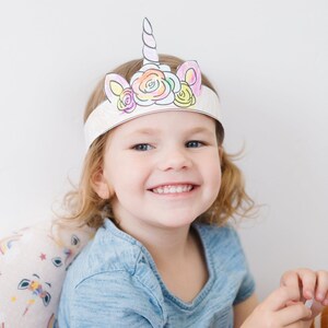 Unicorn Paper Crown Coloring Printable Kids Craft Unicorn Princess ...