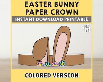 Easter Bunny Ears Paper Crown Printable Cut Out Party Activity Kids ...