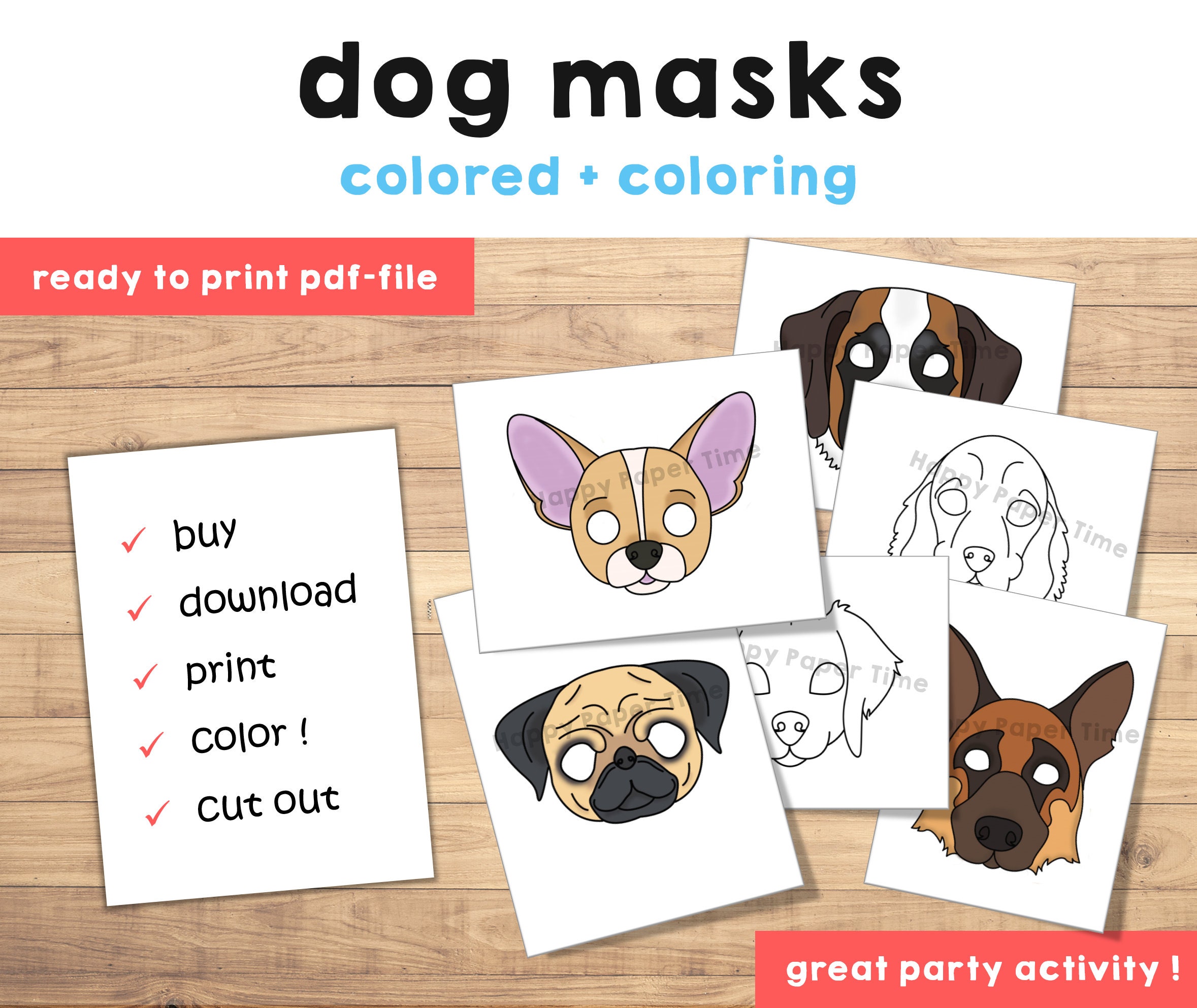 Dog Masks Printable Chihuahua German Shepherd Golden Retriever - Etsy