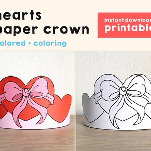 Hearts Valentine Paper Crown Party Activity Printable Kids - Etsy