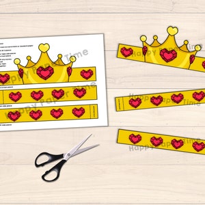 Heart Princess Paper Crown Party Activity Printable Kids Easy Craft ...